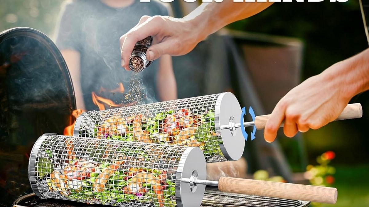 How the Ivtivfu Rolling Grill Basket Helps You Grill Small Foods Evenly ...